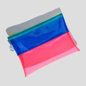 Blue & Pink Vinyl Pouch Neon Jelly Pouch PVC Pouch - Etsy