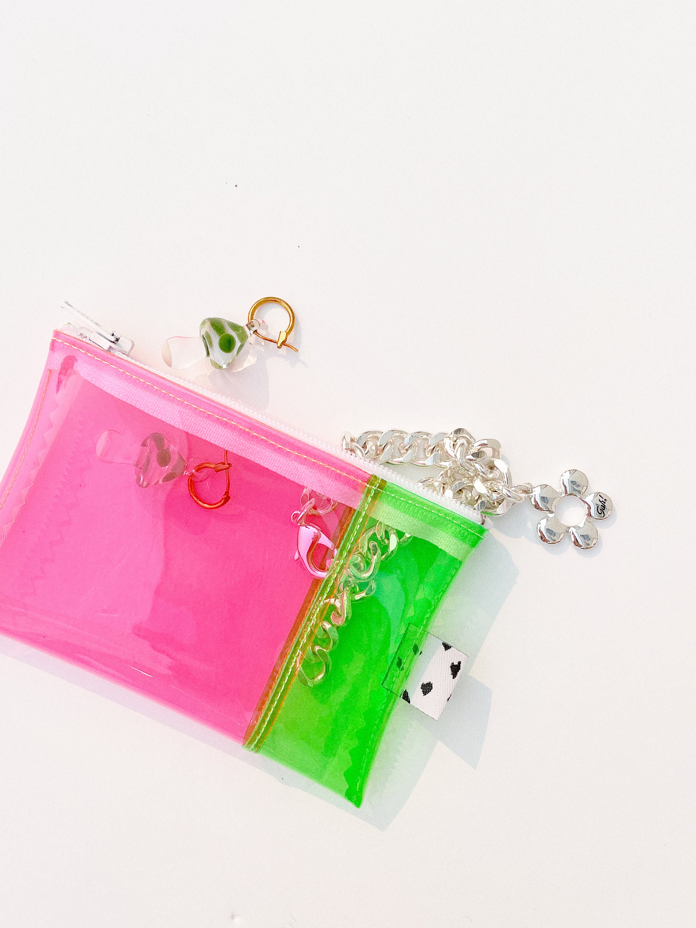 Green & Pink Vinyl Wallet | Neon Jelly Wallet | PVC Wallet | Plastic ...