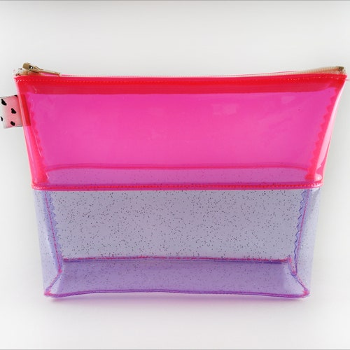 Blue & Pink Vinyl Pouch Neon Jelly Pouch PVC Pouch - Etsy