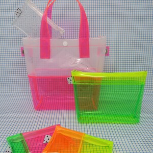 Pink & White Vinyl Handle Bag | Neon Handbag | PVC Shoulder Bag ...