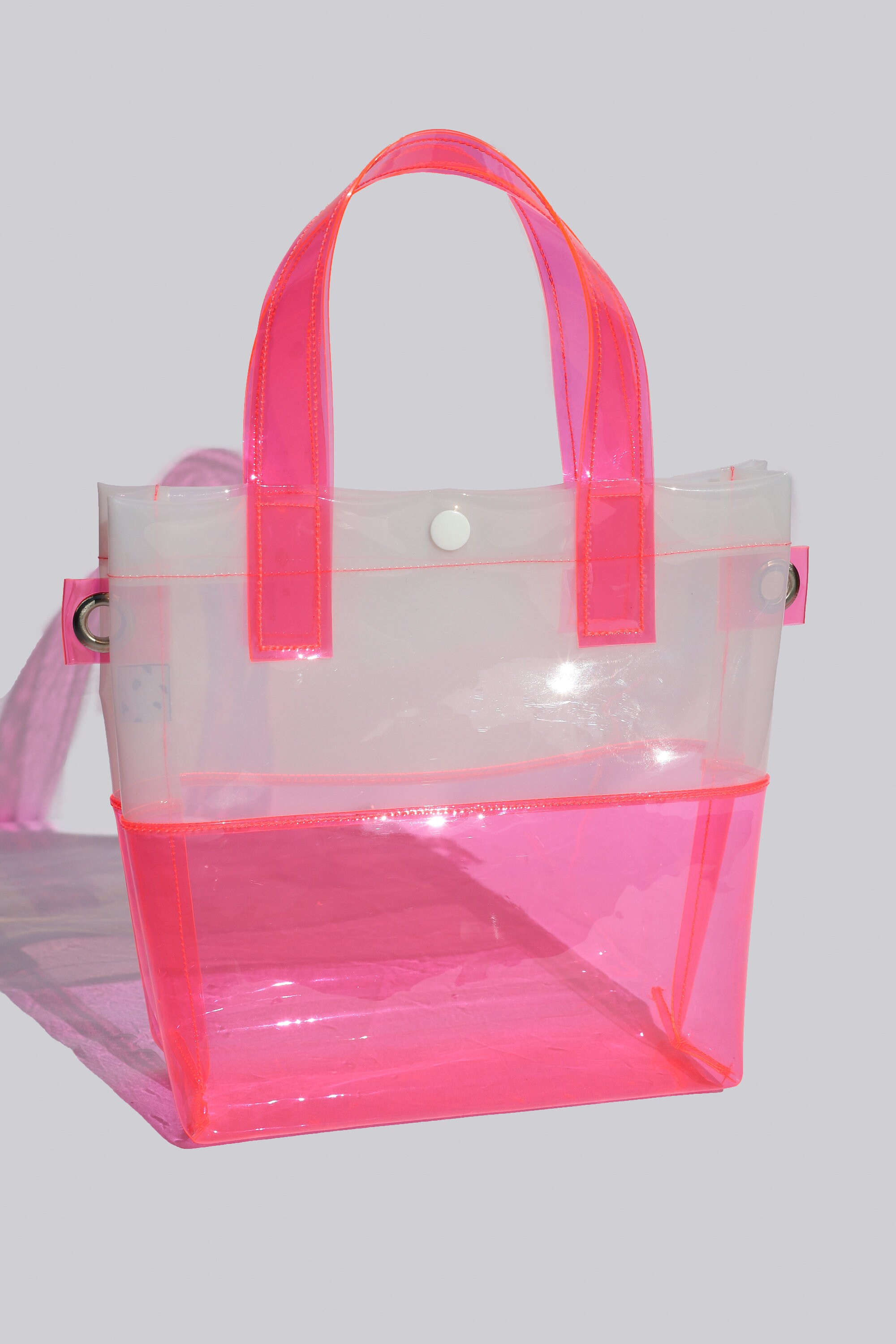 Pink & White Vinyl Handle Bag Neon Handbag PVC Shoulder - Etsy