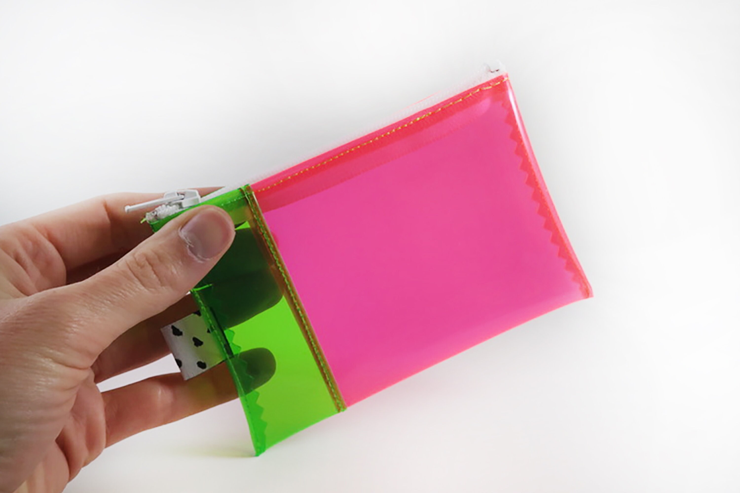 Green & Pink Vinyl Wallet | Neon Jelly Wallet | PVC Wallet | Plastic ...
