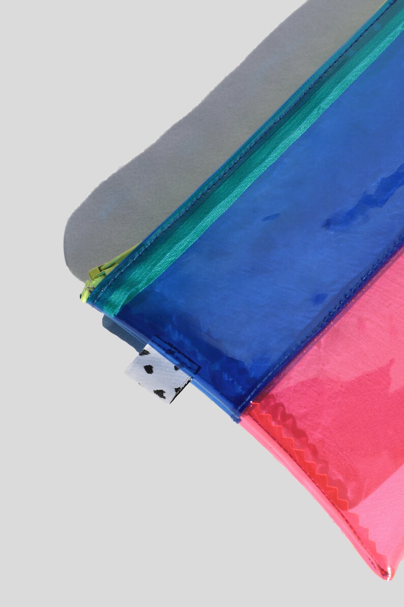 Blue & Pink Vinyl Pouch | Neon Jelly Pouch | PVC Pouch | Plastic Zipper ...