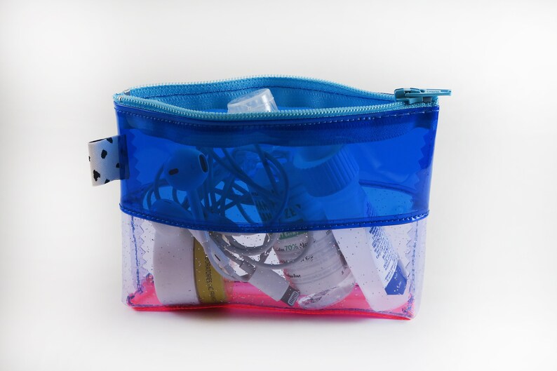Blue & Purple Glitter Mini Flat-bottom Vinyl Pouch | Neon Jelly Pouch ...