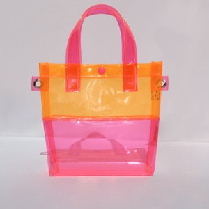 Pink & Orange Vinyl Handle Bag | Neon Handbag | PVC Shoulder Bag ...