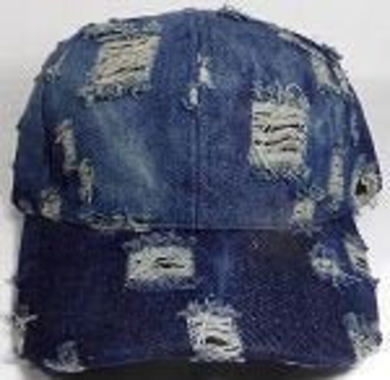 Denim Stone Washed Distressed Ball Cap - Etsy