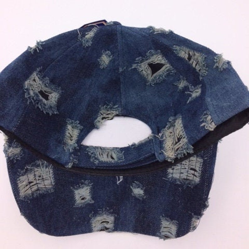 Denim Stone Washed Distressed Ball Cap - Etsy