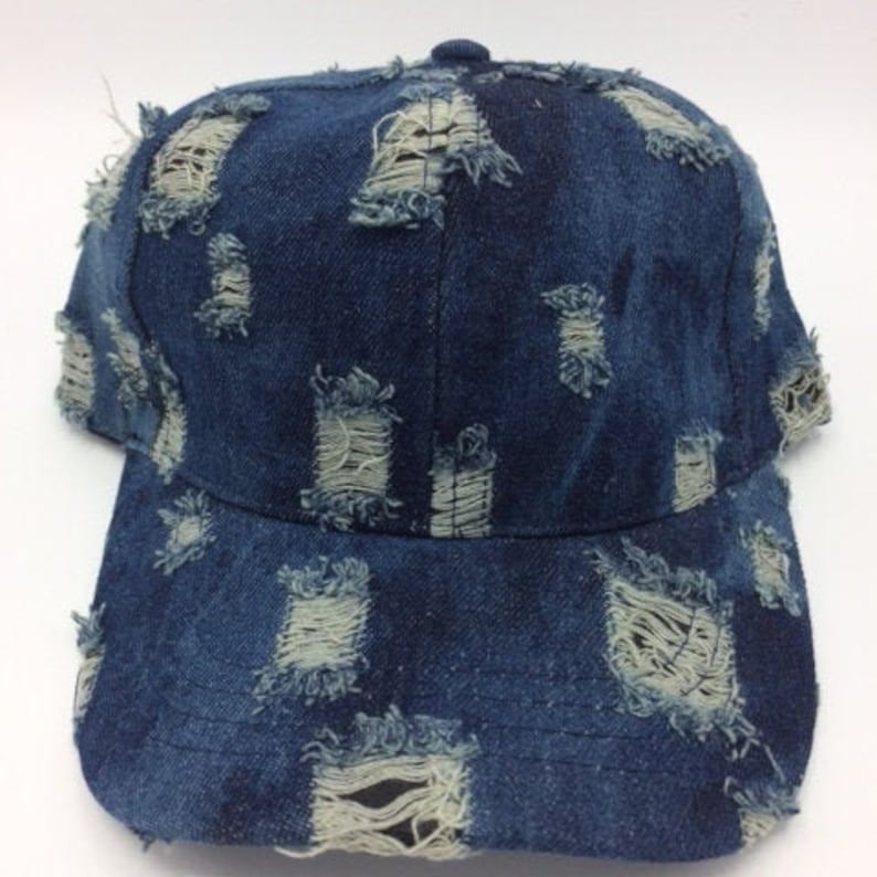 Denim Stone Washed Distressed Ball Cap - Etsy