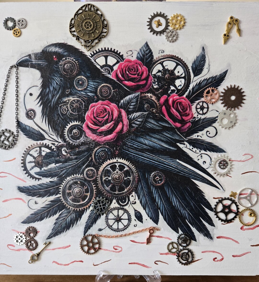 Ravens and Roses Steampunk Wall Plaques (pair) - Etsy