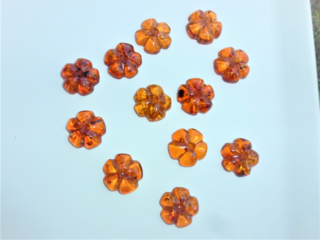 Element in Genuine Amber, Flower-cut, Handmade Handmade, Natural Baltic ...
