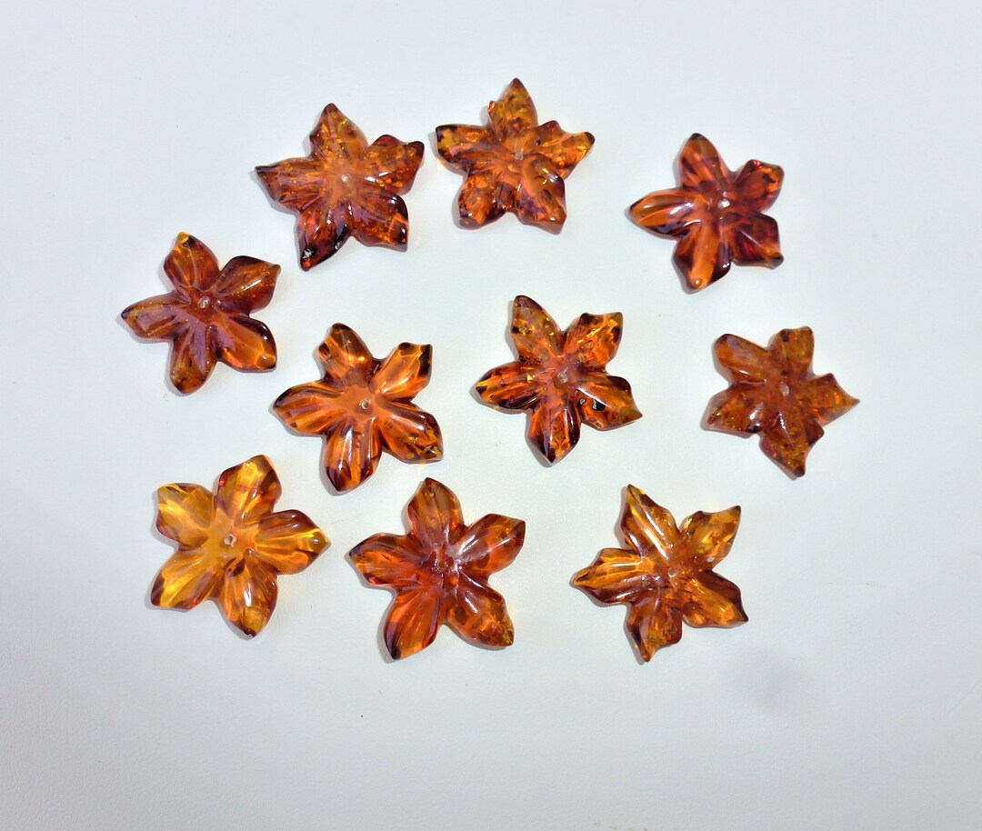 Element in Genuine Amber, Flower-cut, Handmade Handmade, Natural Baltic ...