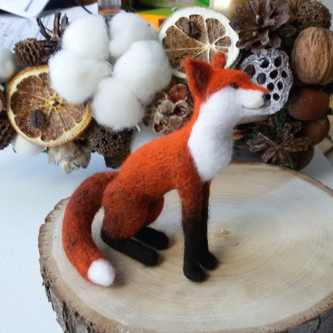 Needle Felted Red Fox, Felt Red Fox, Sly Red Fox, Miniature Fox Figure ...
