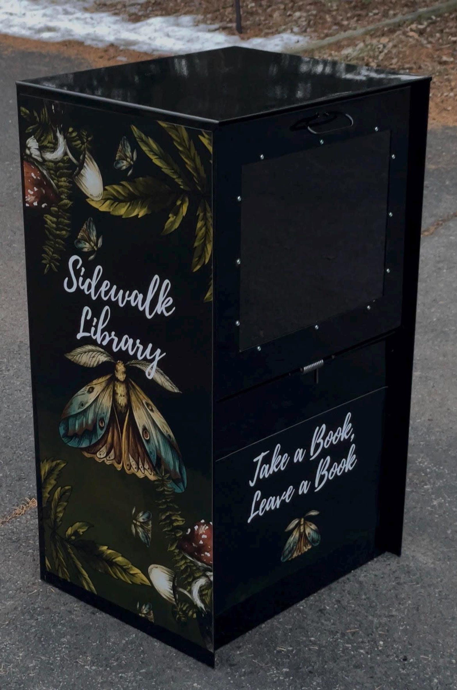 Dark Forest Moth Sidewalk Library - Newspaper Box Book Exchange (ships ...