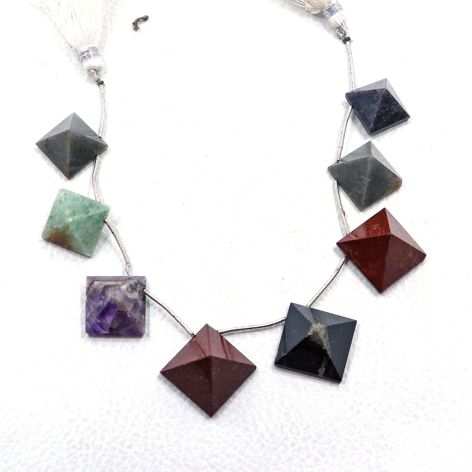 8 Pieces Multi gemstone beads pyramid shape Size 13-18 MM | Etsy