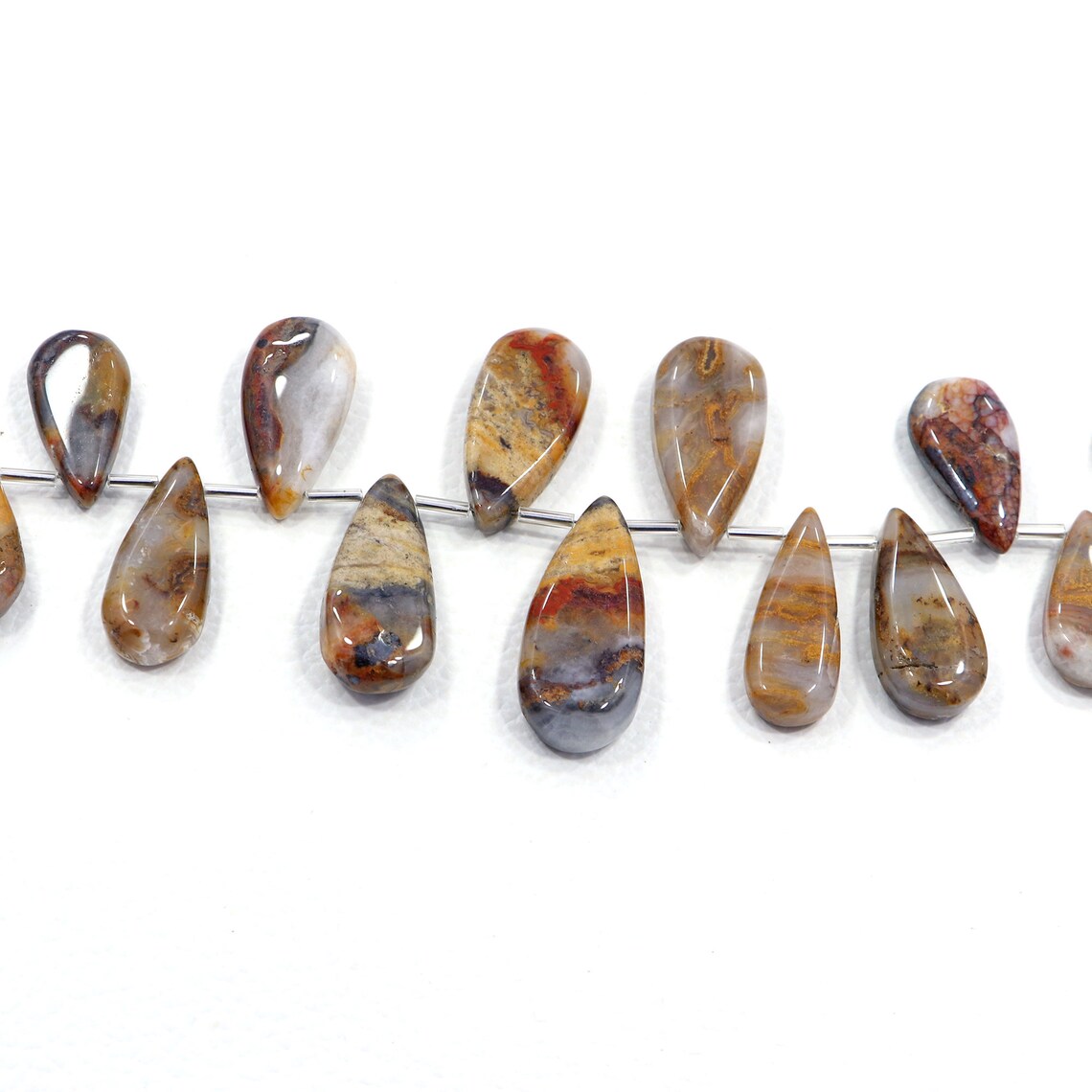 17-pieces strand Natural Jasper Gemstone smooth beads pear | Etsy