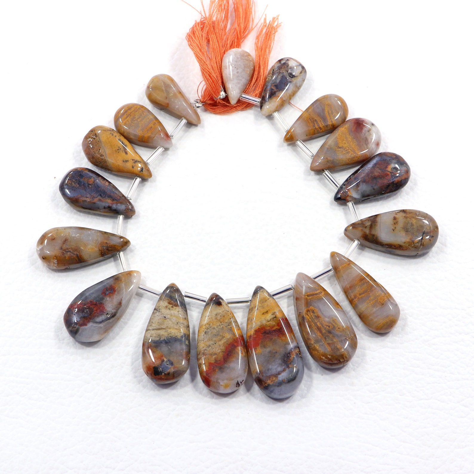 17-pieces Strand Natural Jasper Gemstone Smooth Beads Pear | Etsy