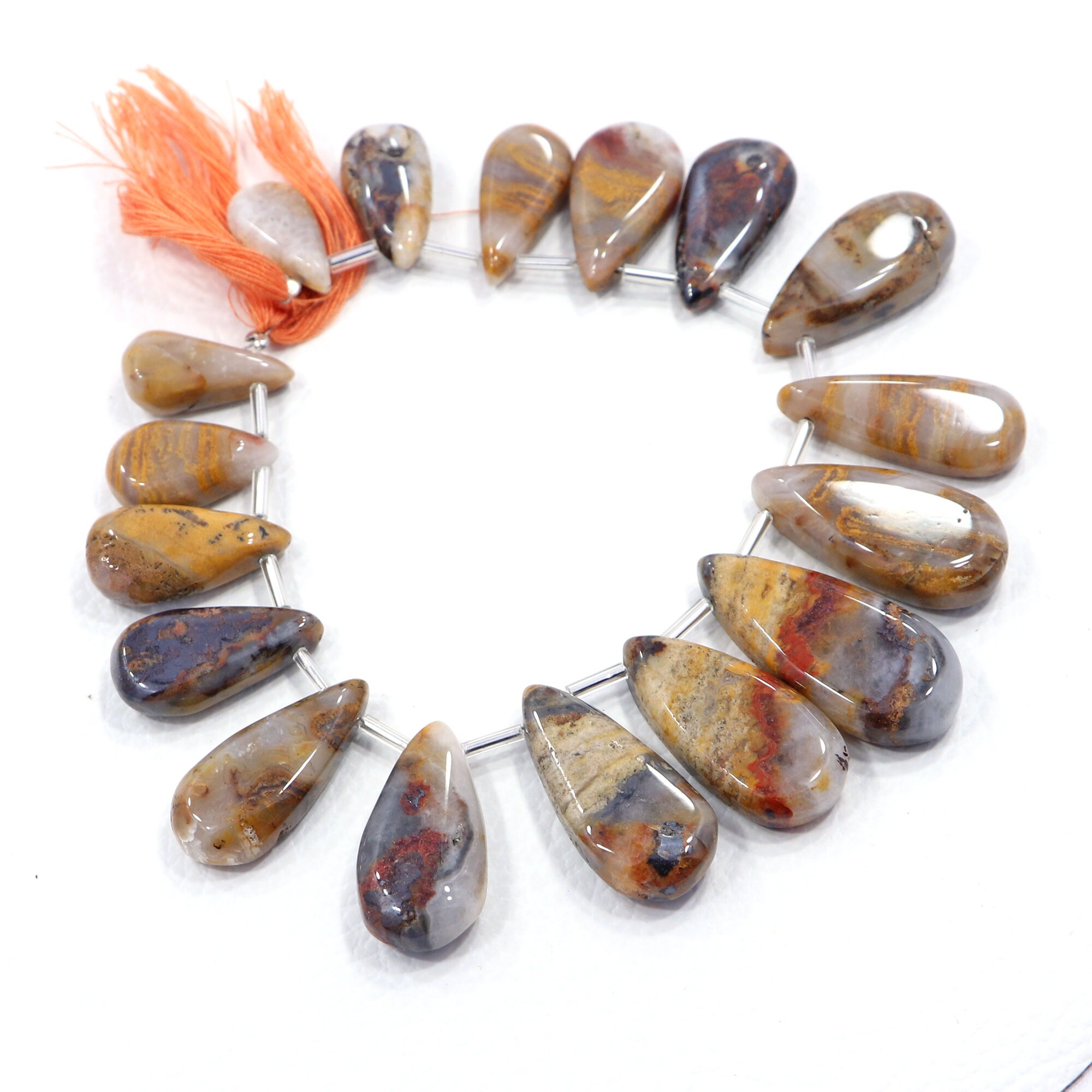 17-pieces Strand Natural Jasper Gemstone Smooth Beads Pear | Etsy