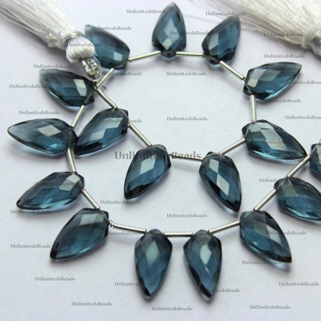 London Blue Topaz Beads, Shield Shape Beads, Size 9x17 MM, Faceted ...