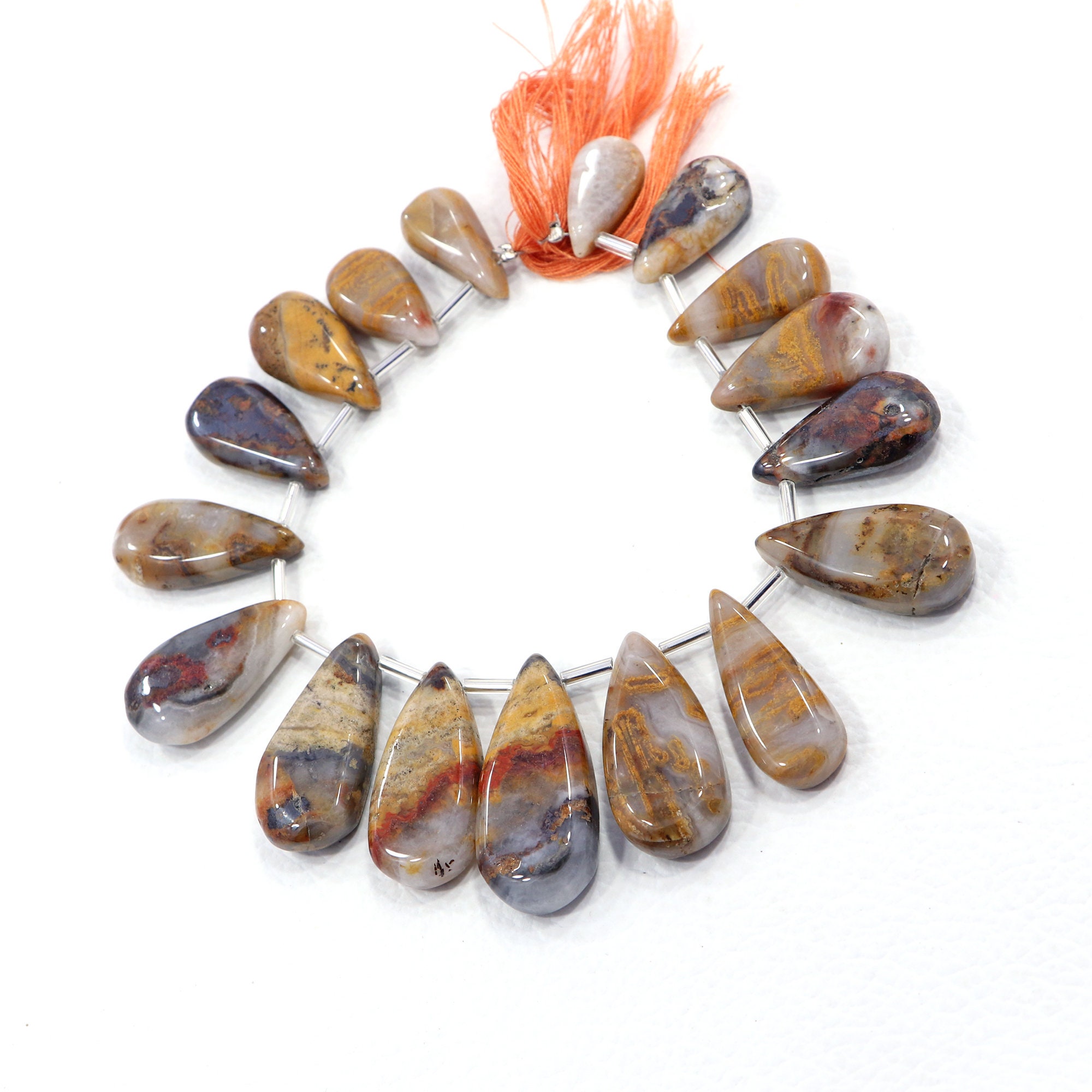 17-pieces Strand Natural Jasper Gemstone Smooth Beads Pear | Etsy