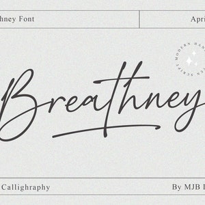 Breathney Modern Script, Handwritten Font, Canva Font, Corjl Font, Digital Font, Logo Font ...