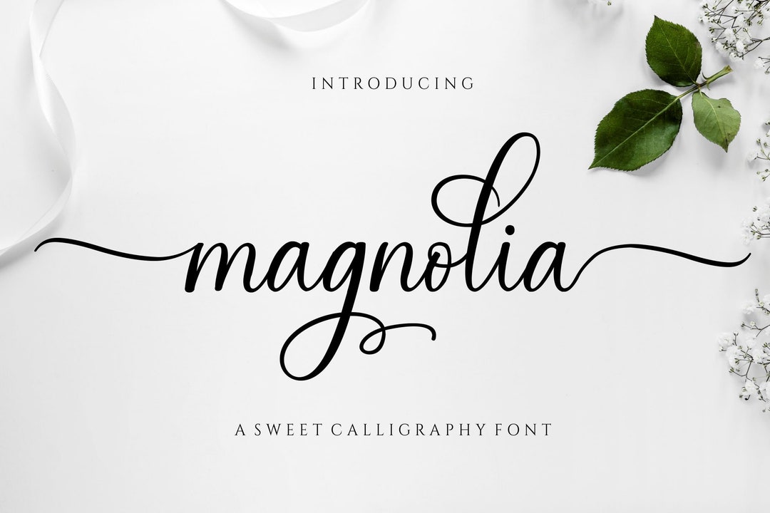 Magnolia Script, Digital Font, Font Download, Calligraphy Font,swirly ...