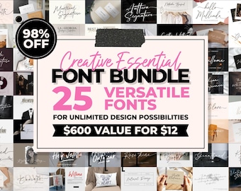 55 Font Bundle, Handwritten Fonts, Calligraphy Fonts, Cricut Font ...