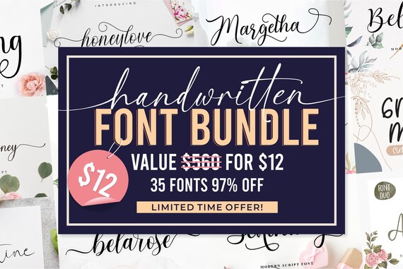 Calligraphy Font Bundle Cricut Font Canva Font Branding - Etsy