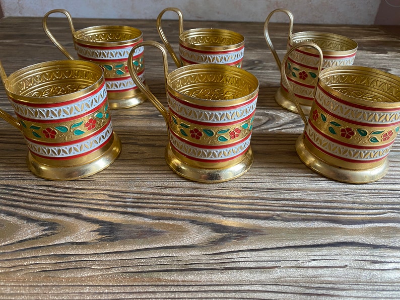 Soviet Cups Holders Enamel Tea Glasses Podstakanniki - Etsy