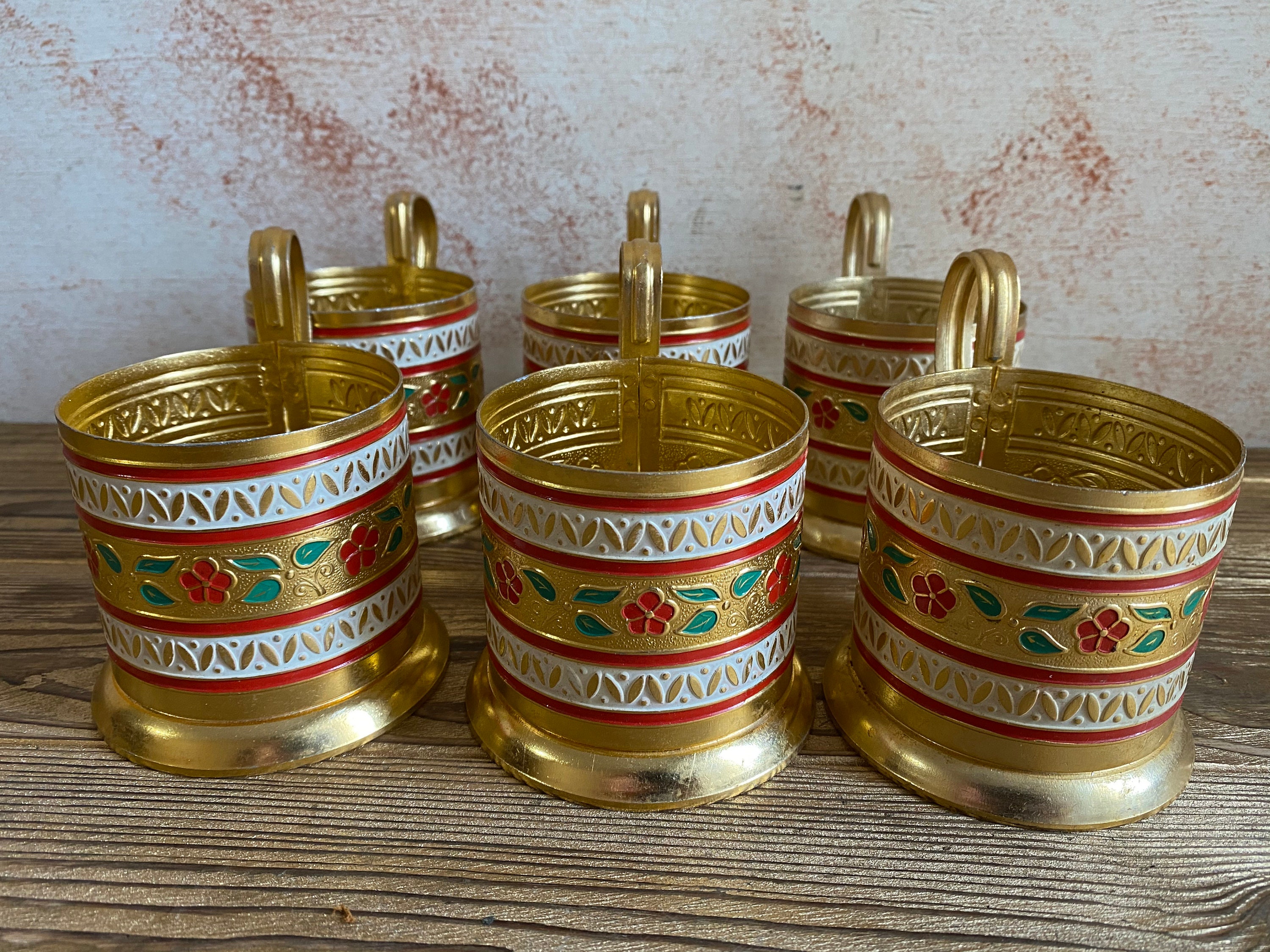 Soviet Cups Holders Enamel Tea Glasses Podstakanniki - Etsy