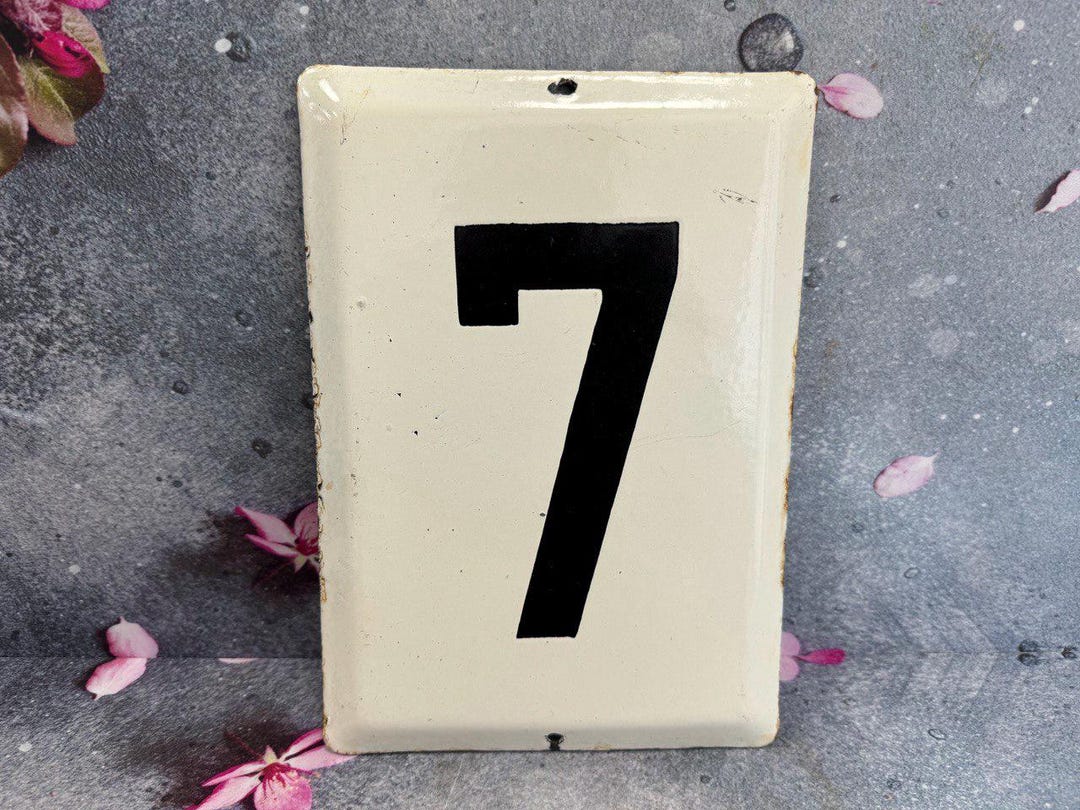 Soviet House Number Sign "7" - Enamel Street Address Sign - Made in ...