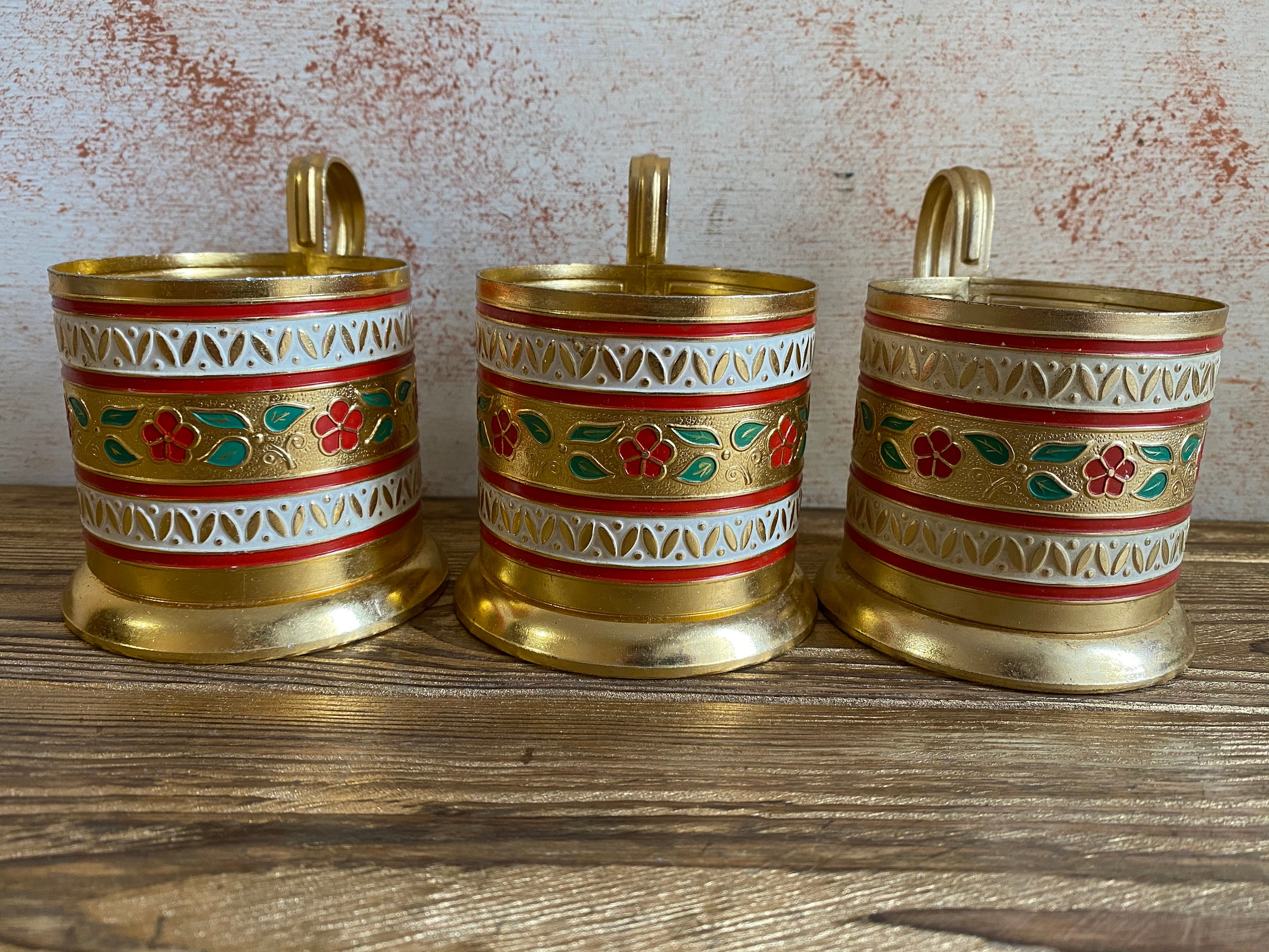 Soviet Cups Holders Enamel Tea Glasses Podstakanniki - Etsy