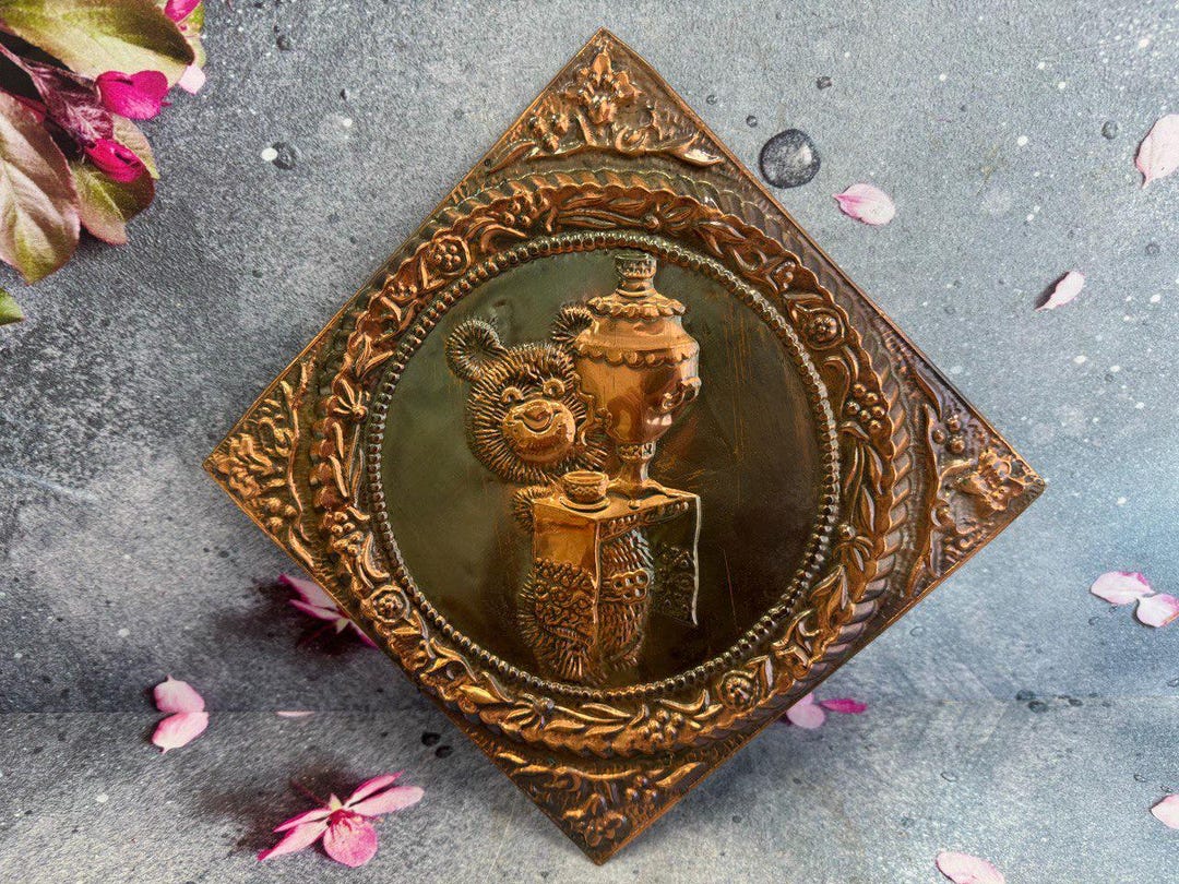 Soviet Copper Picture - Coinage Olympic Bear - Wall Decor - Home Art ...