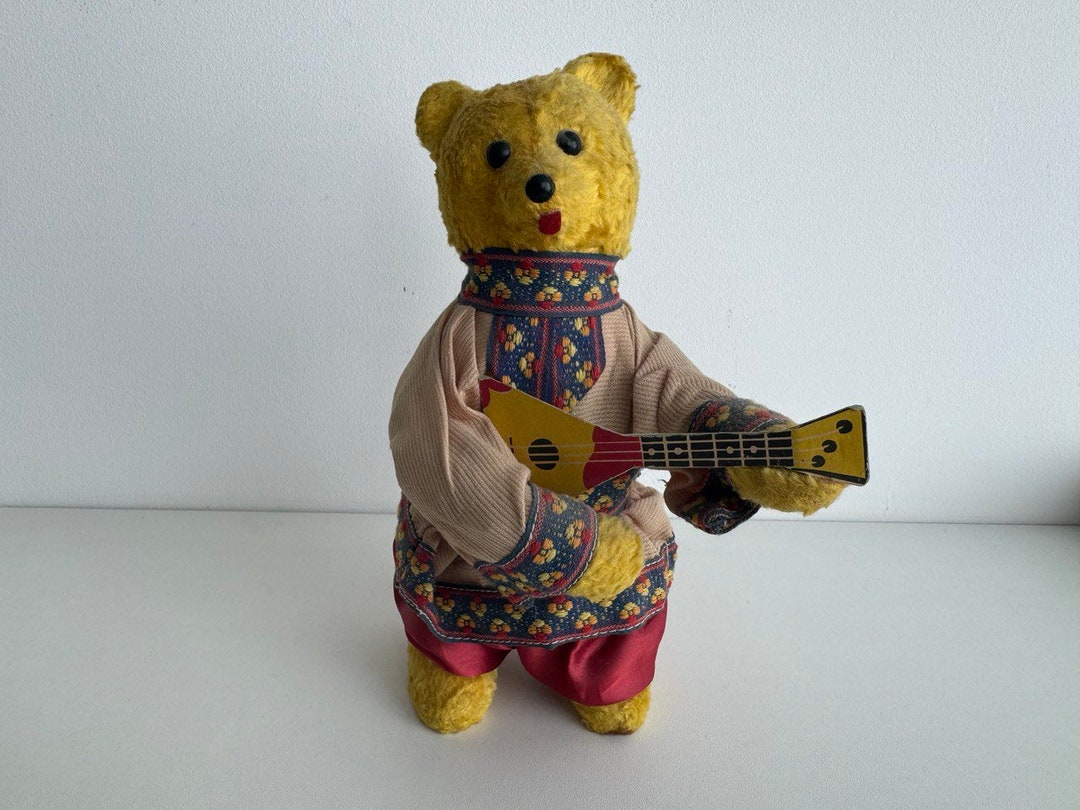 Soviet Wind-up Toy - Plush Bear - Balalaika - Etsy