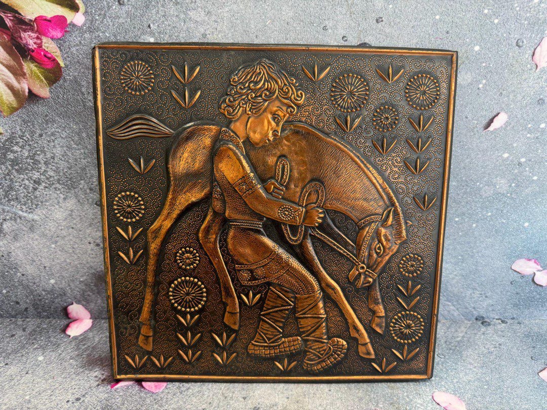 Soviet Copper Picture - Coinage "boy With Horse" - Wall Decor - Home ...