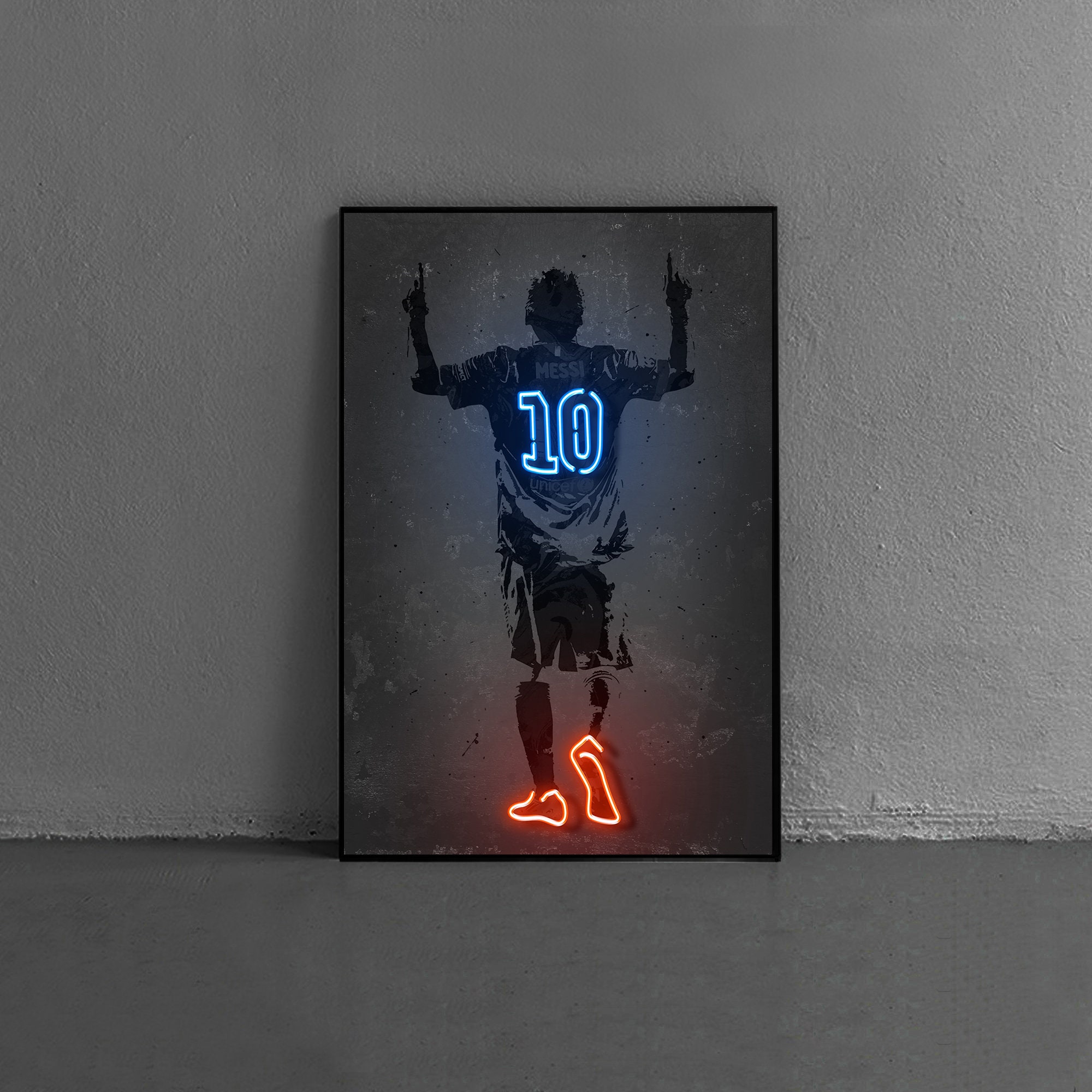 Messi Poster Messi Wall Art Leo Messi Neon Print Football | Etsy