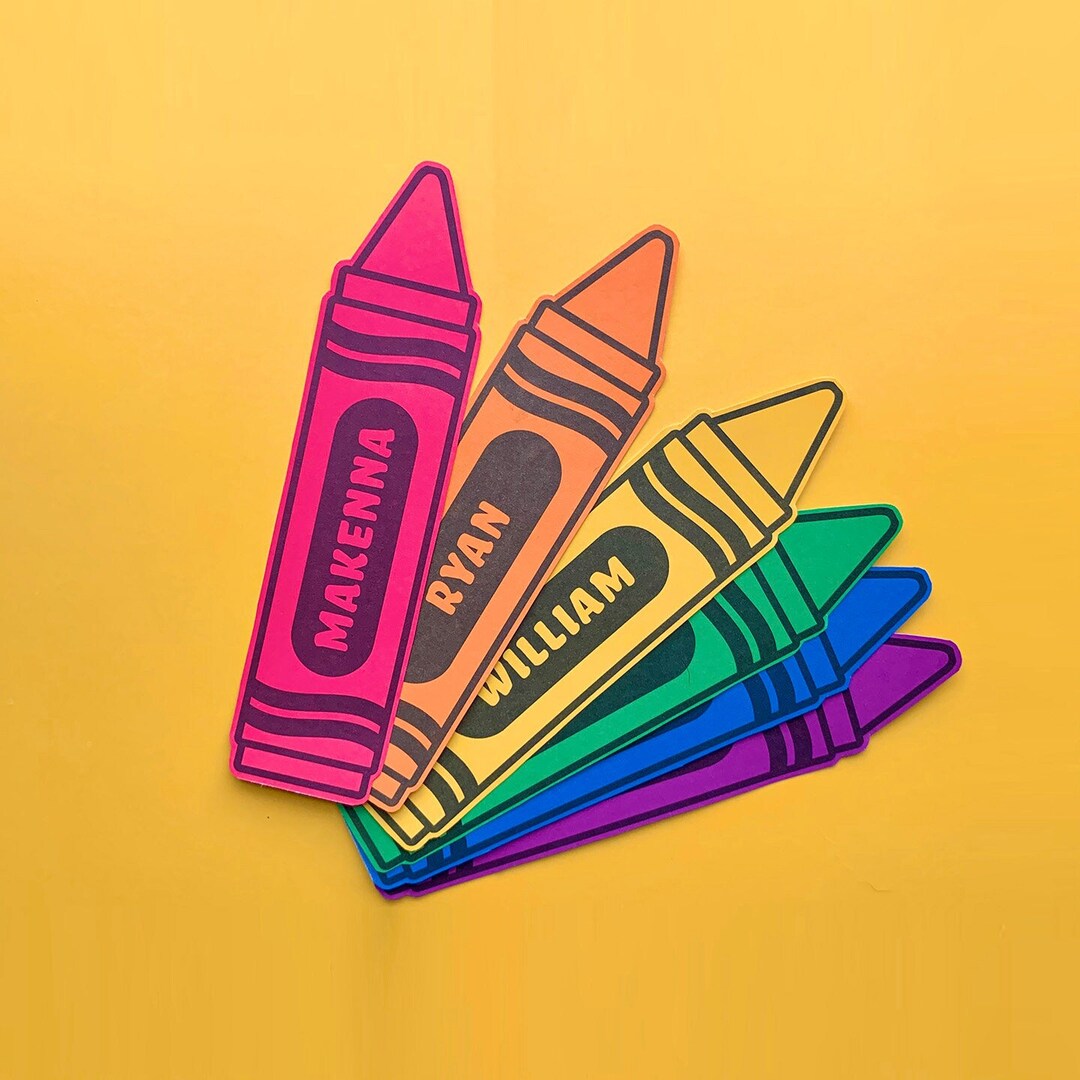 10 Custom Crayon Classroom Tags : School Teacher Decor, Name Tags ...
