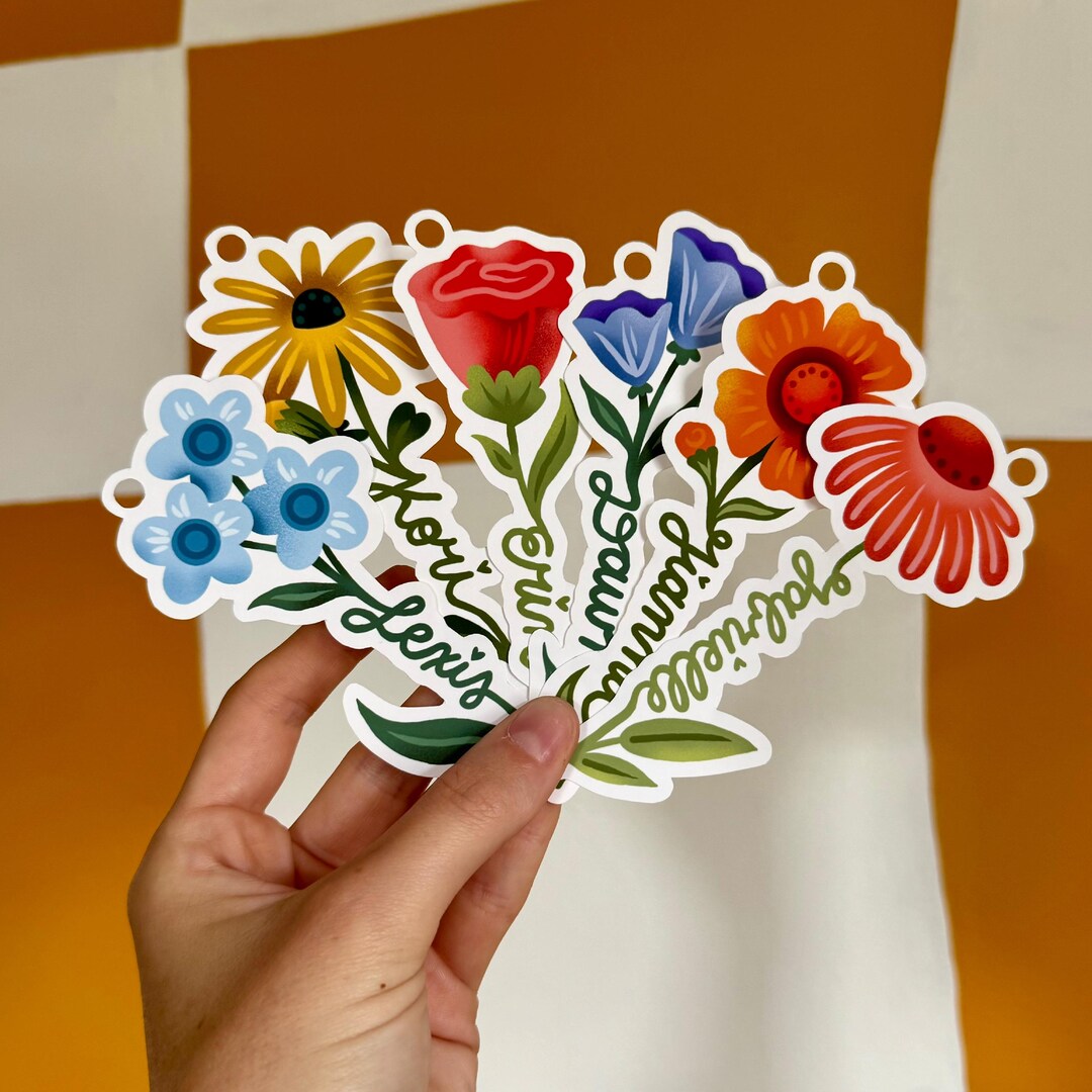 LOVE is in BLOOM, Floral Name Tag, Personalized Flower Place Card ...