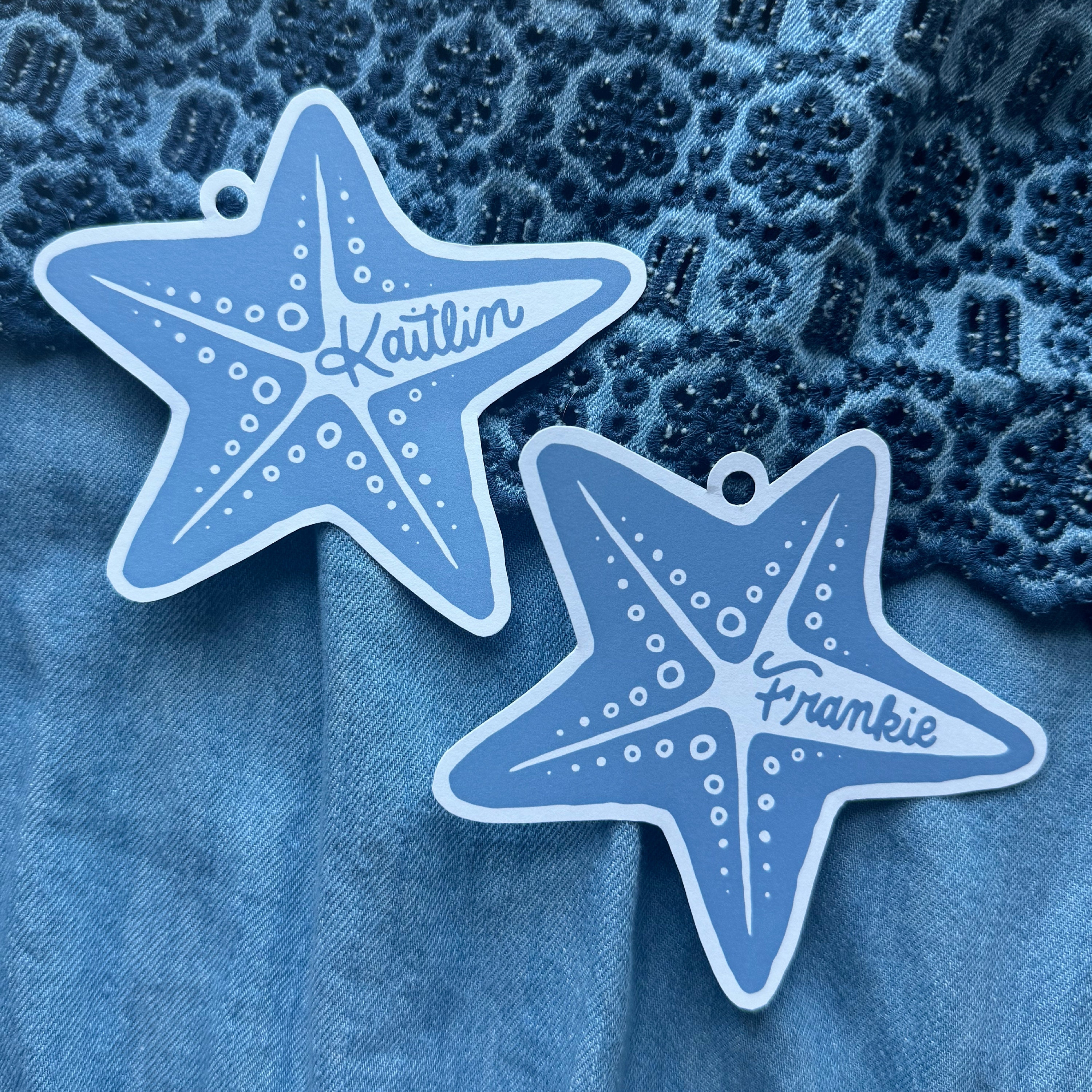 Hand Drawn Sea Star Name Tag, Coastal Bachelorette Gift, Starfish ...