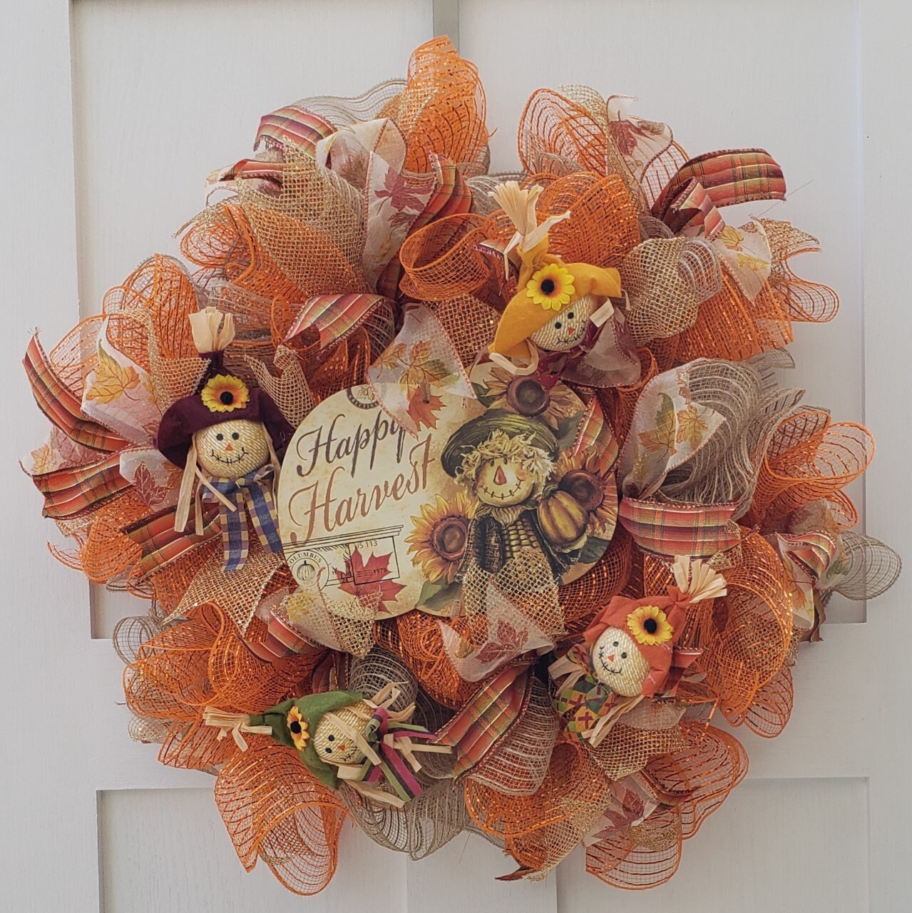 Happy Harvest Fall Thanksgiving Orange Green Beige - Etsy