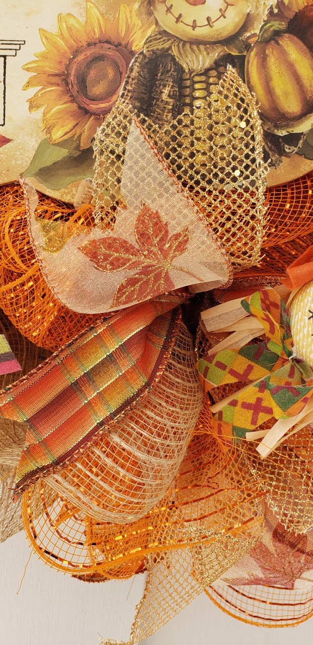 Happy Harvest Fall Thanksgiving Orange Green Beige - Etsy