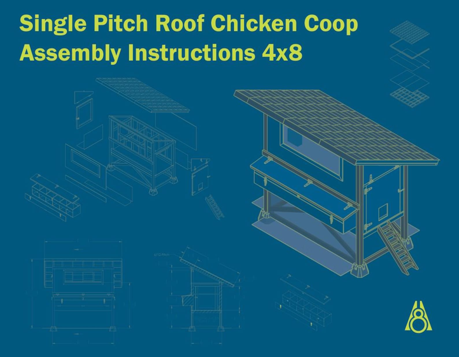 4x8 Single Pitch Chicken Coop Instruction - Etsy
