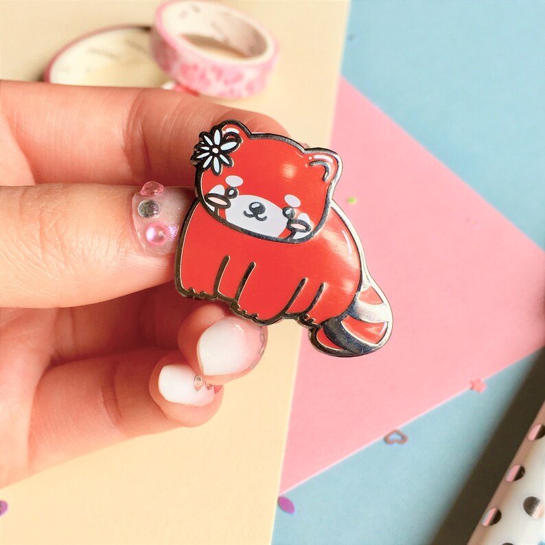 Peyton the Red Panda Enamel Pin Kawaii Red Panda Pin Cute - Etsy