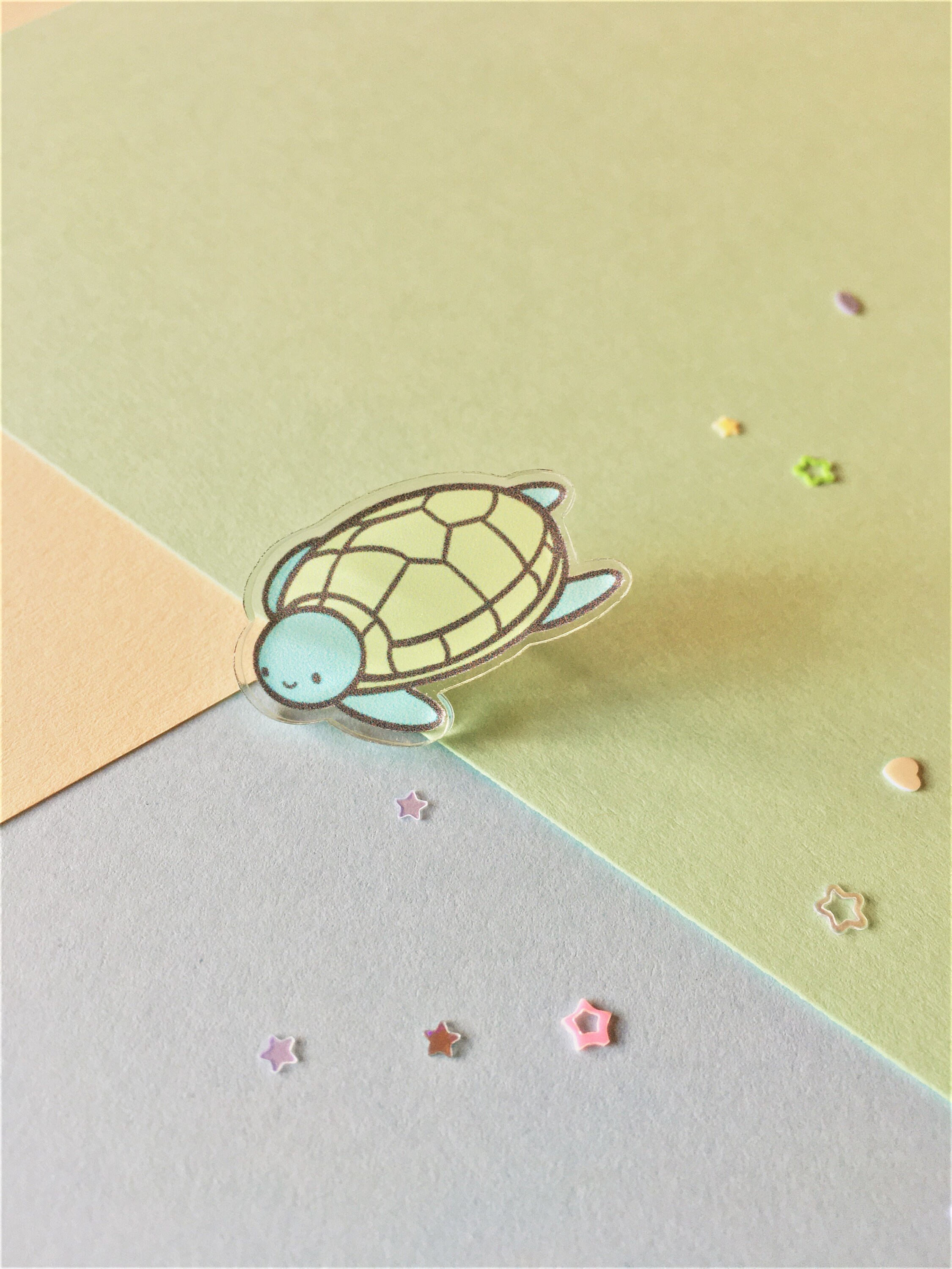 Tim the Turtle Acrylic Pin - Kawaii Turtle Pin - Cute Turtle Pin - Etsy
