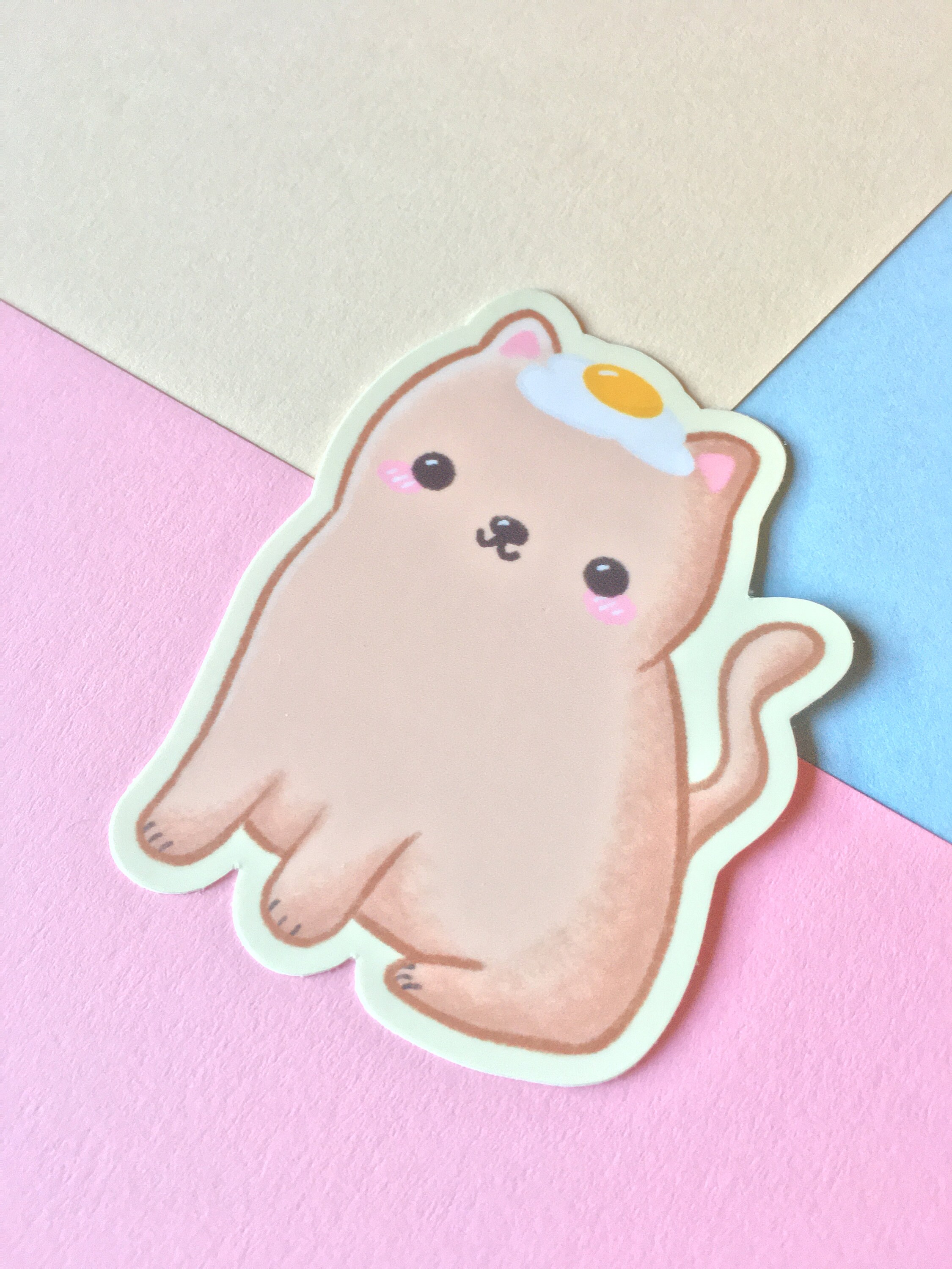 Eggie the Egg Toast Cat Die Cut Vinyl Sticker - Kawaii Cat Sticker ...
