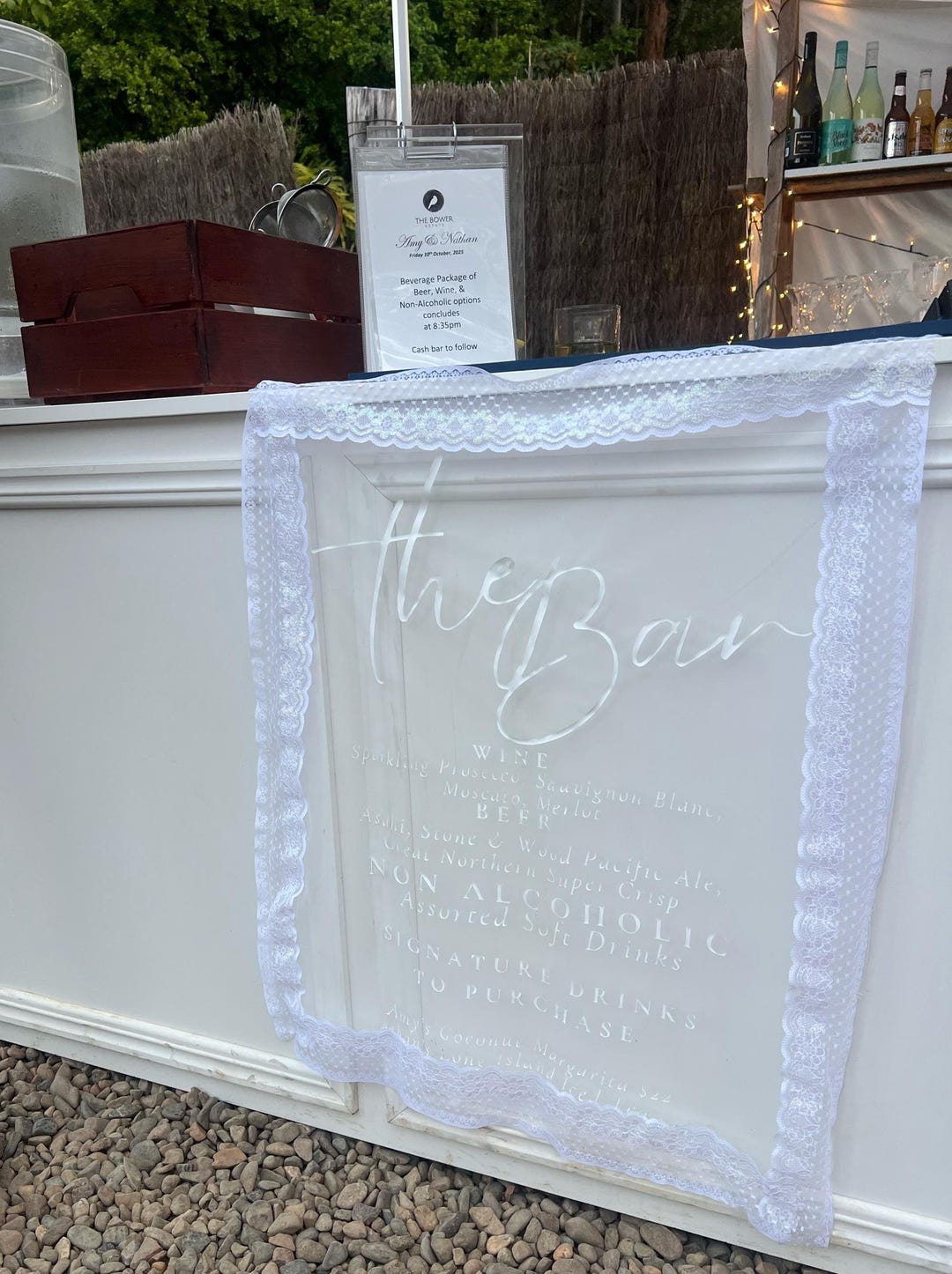 Sheer Lace Trim Bar Sign - Etsy