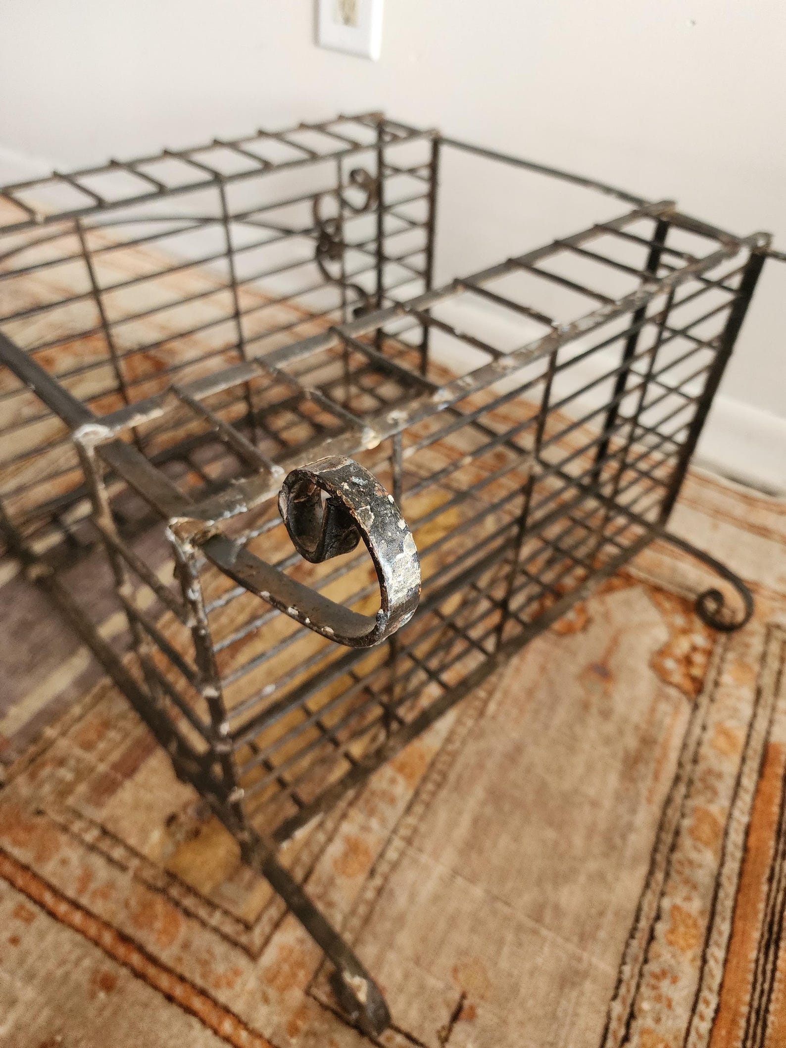 Antique Arch Handle Wrought-iron Rack Shelf Plant Stand Black Scroll ...