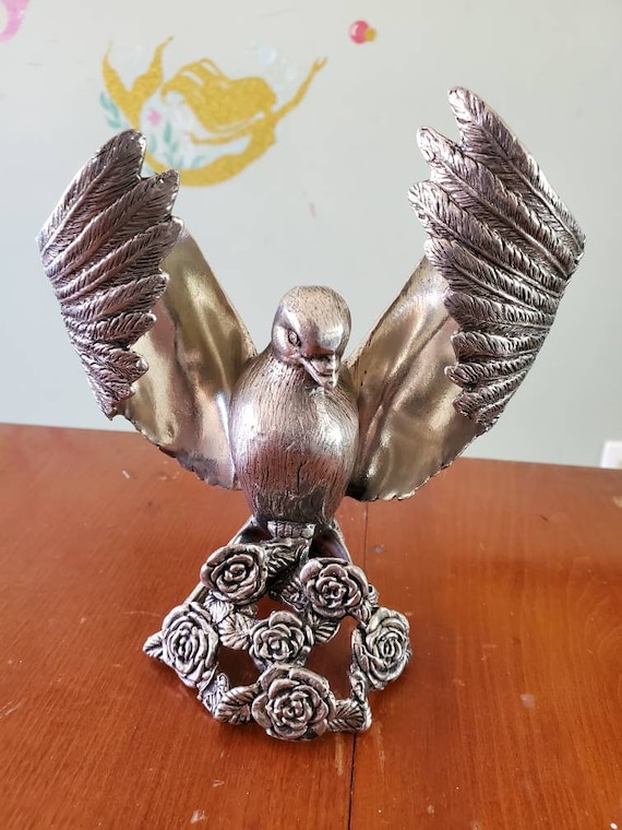 95.% pewter dove rose 6.5 sculpture figures | Etsy