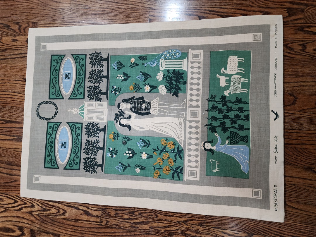 Framed Swedish Folk Art Fabric Print by Gocken Jobs Pastoral Jobs ...