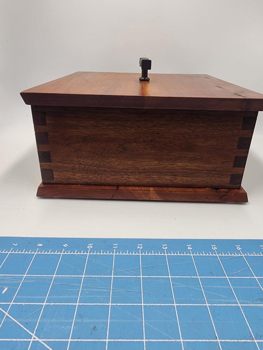 Solid Walnut Box With Compartment Black Handle Dovetail Cover Box ...