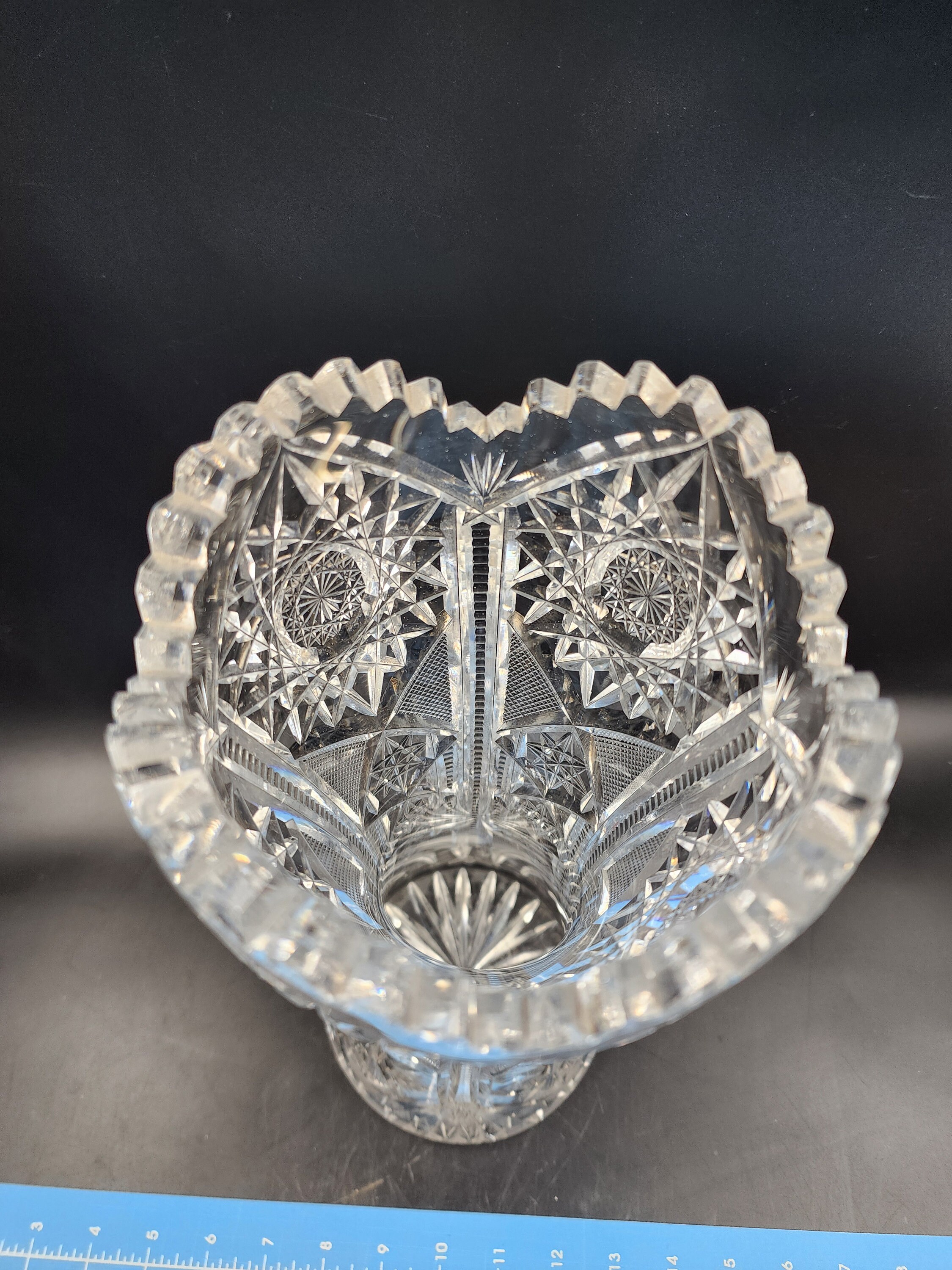 Antique American Brilliant Cut Glass Crystal Corset Vase 14 Inch Tall 5 ...